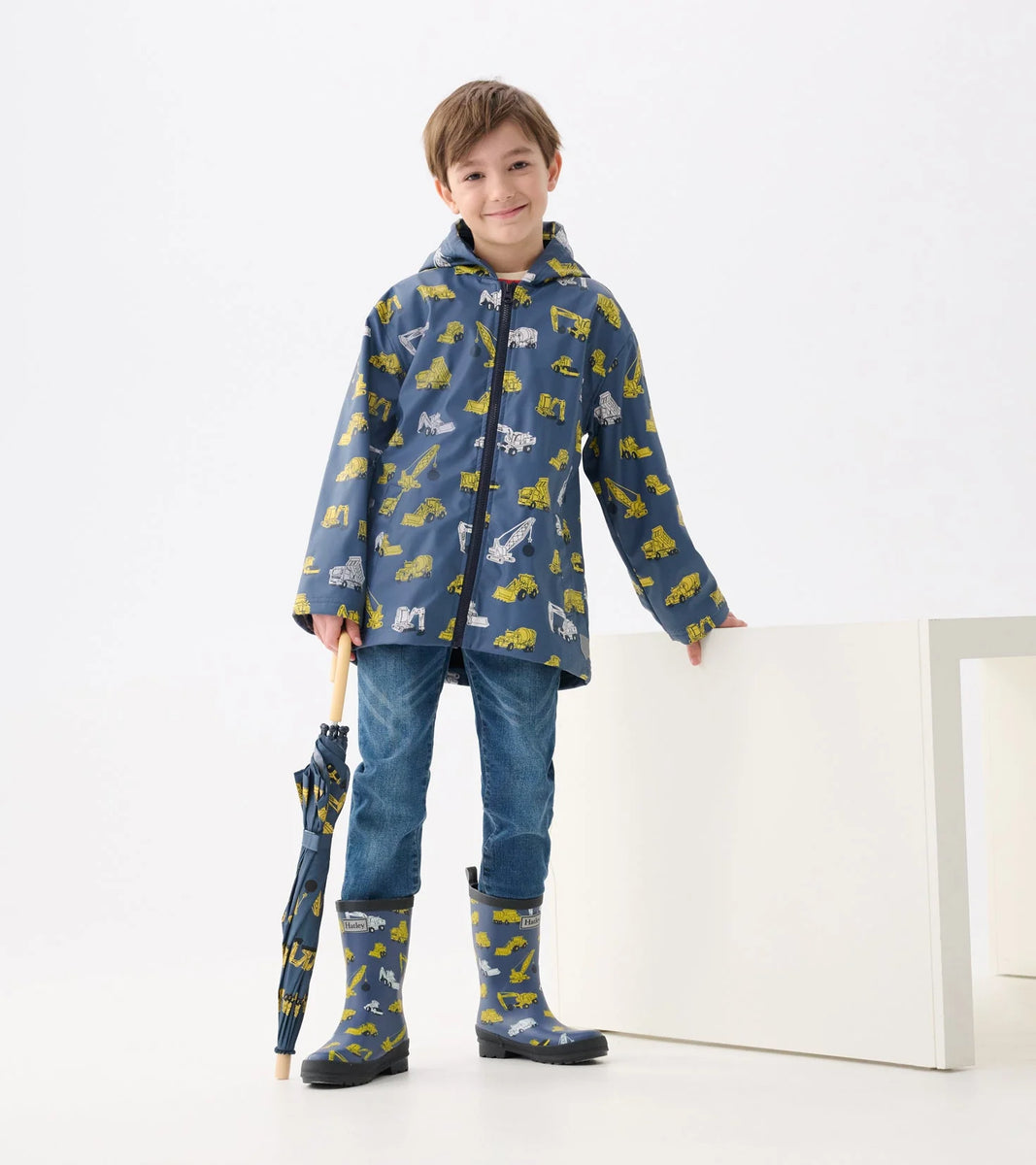 Hatley 2025 Kids Under Construction Zip-Up Rain Jacket – Paddington Station